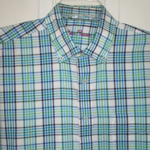 Alan Flusser | Shirts | Alan Flusser Mens Ls Blue Green Cotton Button Down Dress Shirt 63334 Or ...